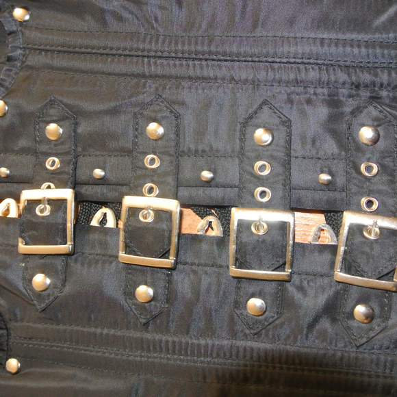 Under Bust Corset Leather Black Cupless Gothic